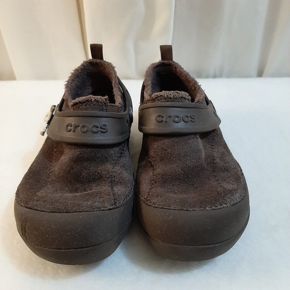 CROCS | Shoes | Crocs Brown Dawson Fleece Lined Suede Clog Slip On ...